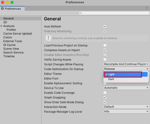 （Unity）エディターのテーマをDarkモードからLightモードに切り替える | monopro キッズ・プログラミング道場