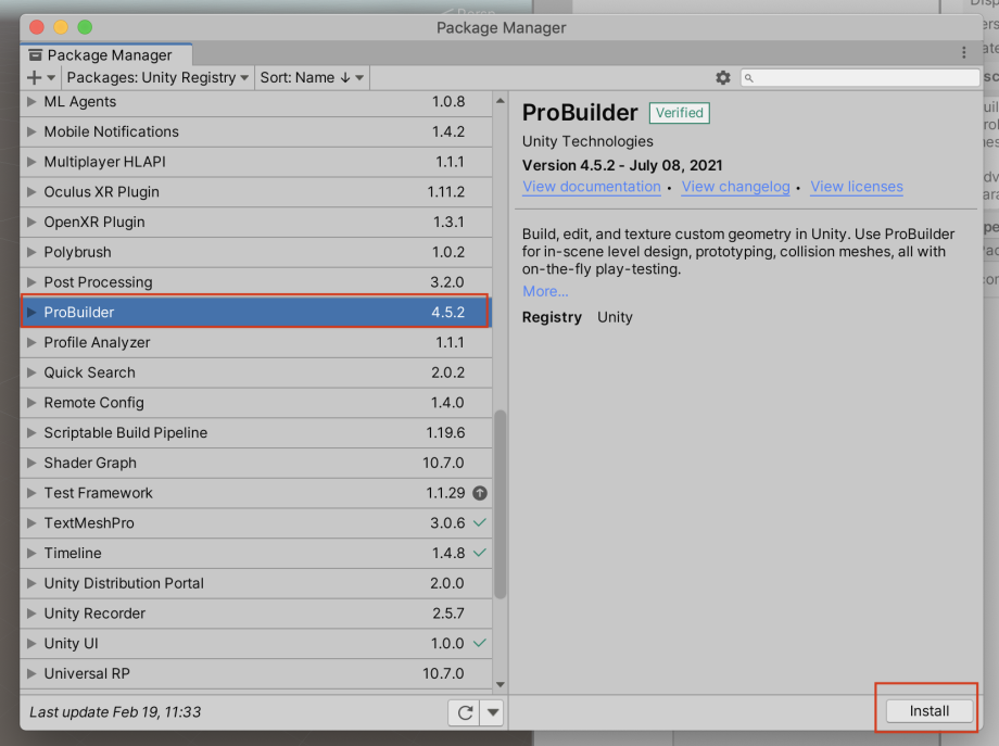 （Unity）ProBuilderのインストール手順（Unity2020.3.25） | monopro キッズ・プログラミング道場