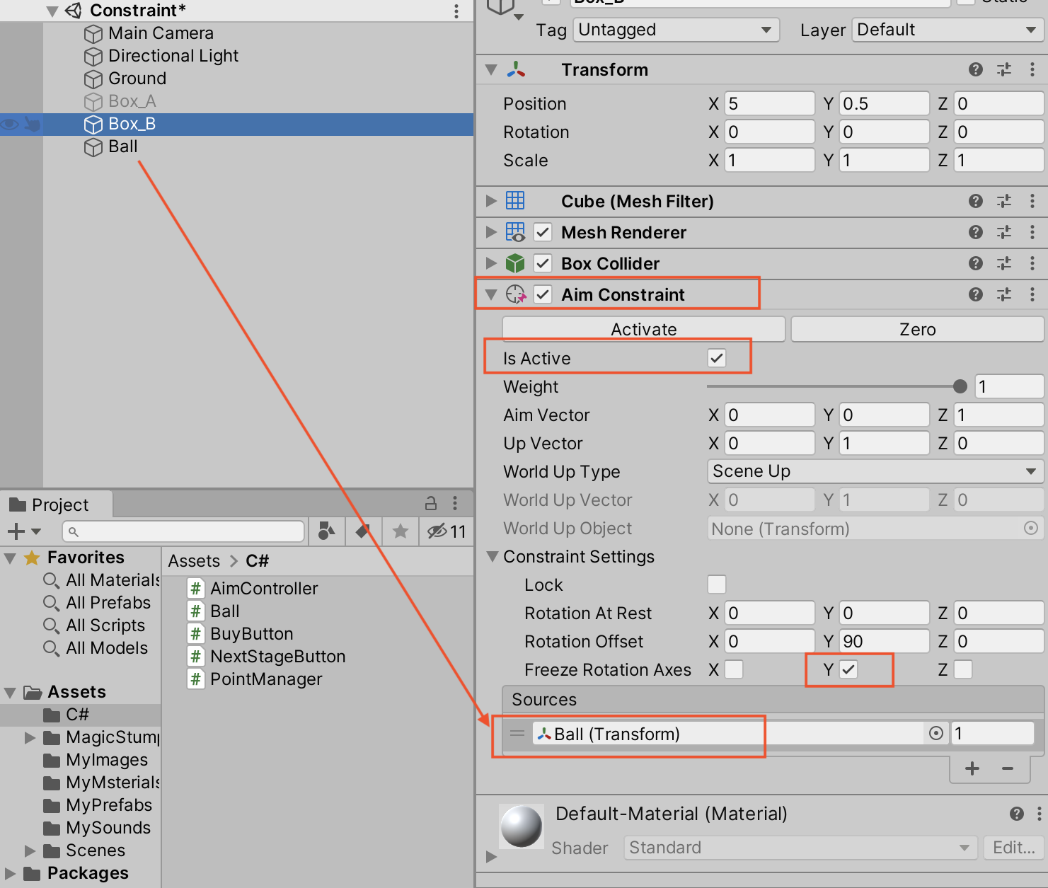 （Unity）Look Atではうまくいかない場合の対処法（Aim Constraint） | monopro キッズ・プログラミング道場