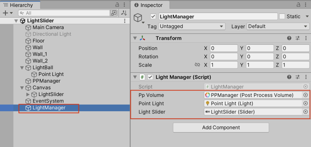 （Unity）SliderでPintLightとBloom（ポストプロセス）のIntensityを変化させる（スクリプトでIntensityを ...